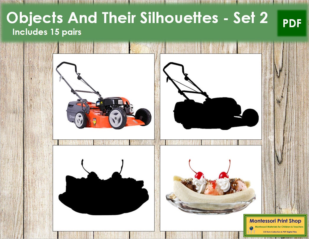 Silhouette Matching Cards Set 2 objects Printable Toddler | Etsy Canada