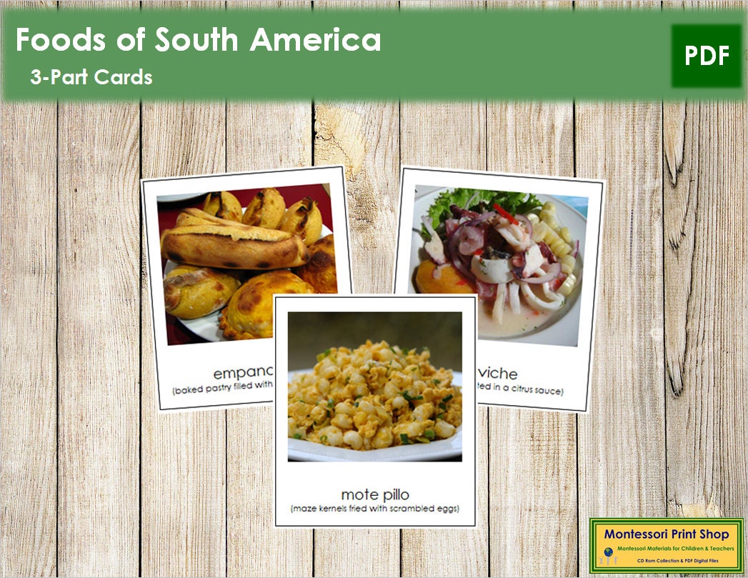 Foods of South America Montessori Continent Cards | Etsy