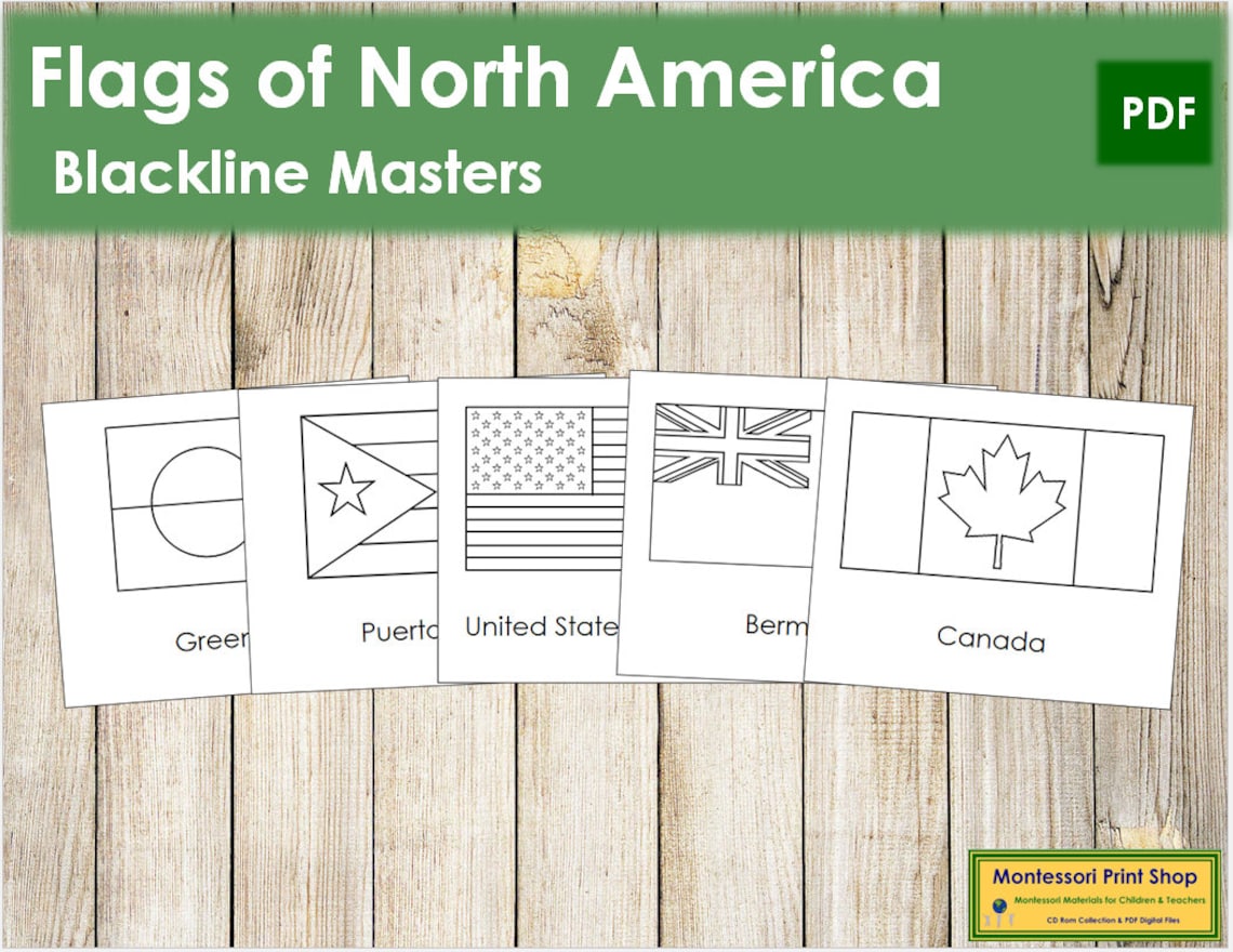 Flags of North America Blackline Masters Montessori - Etsy