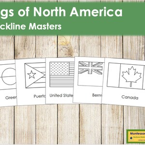 Flags of North America Blackline Masters Montessori - Etsy