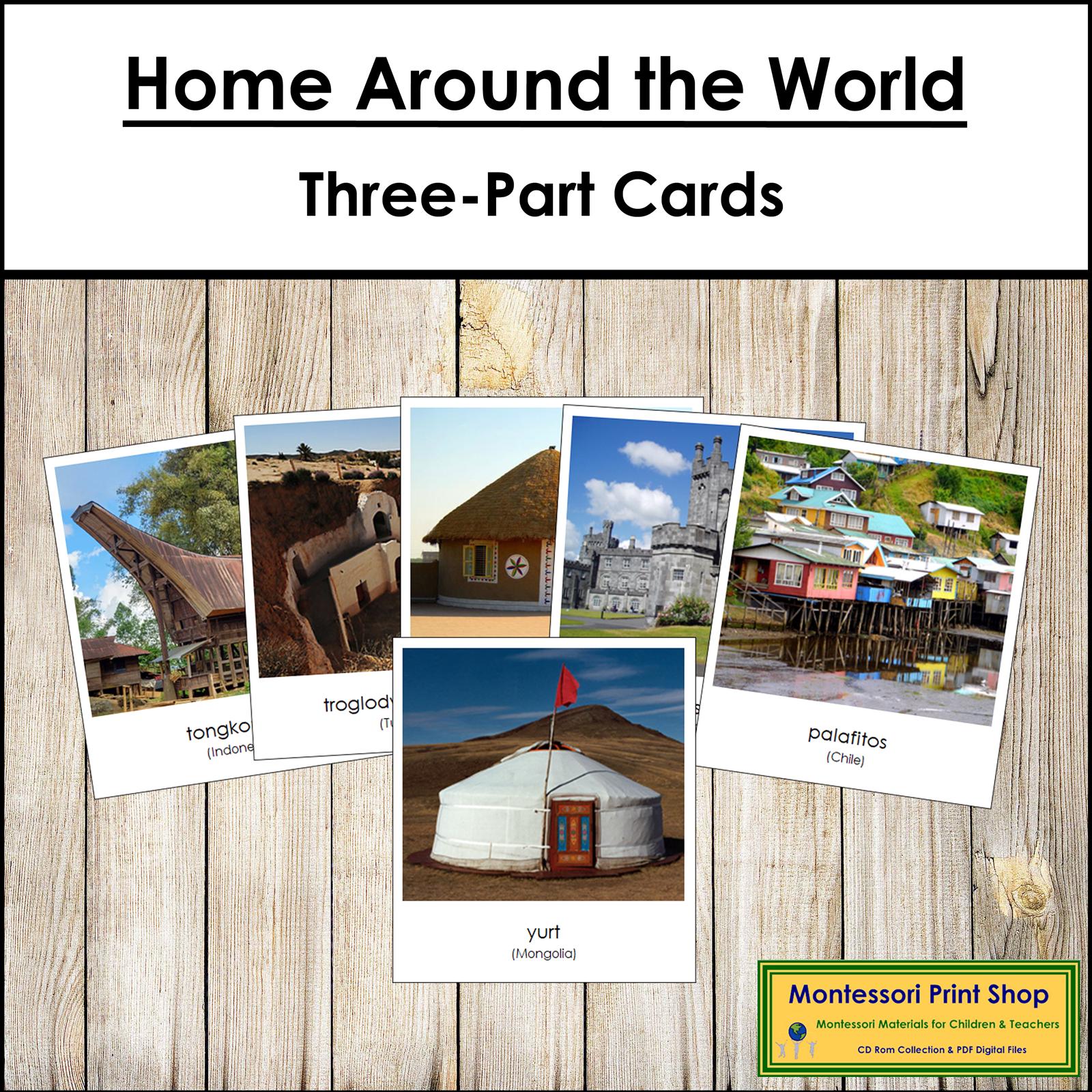 Homes Around the World 3-part Cards - Montessori Social Studies ...