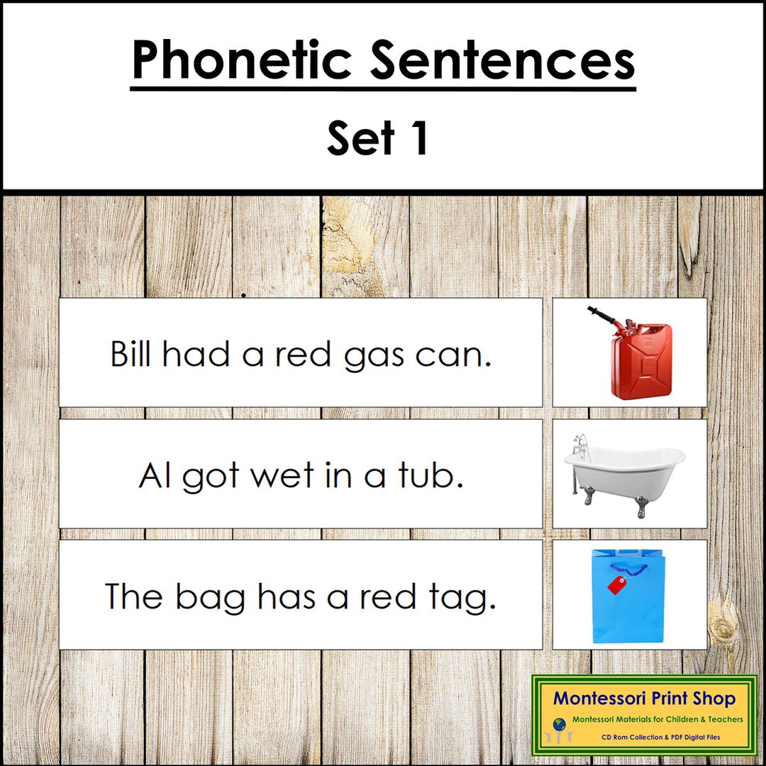 Phonetic Sentences & Pictures Set 1 - Language - Printable Montessori ...