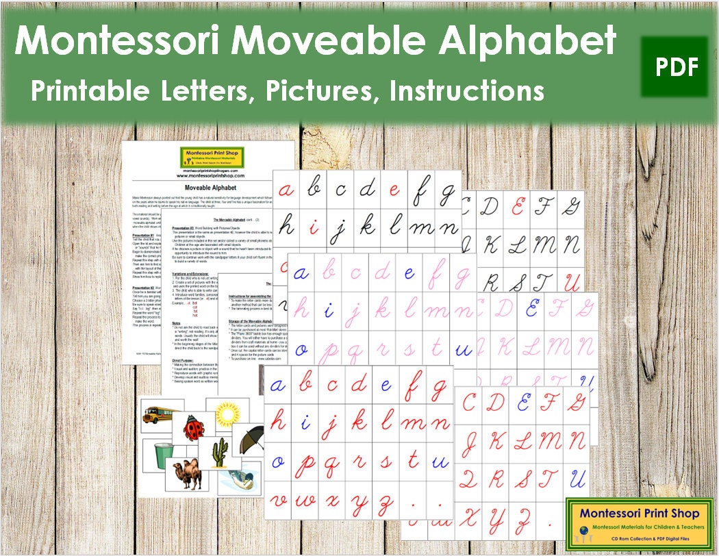Montessori Moveable Alphabet With Instructions cursive - Etsy