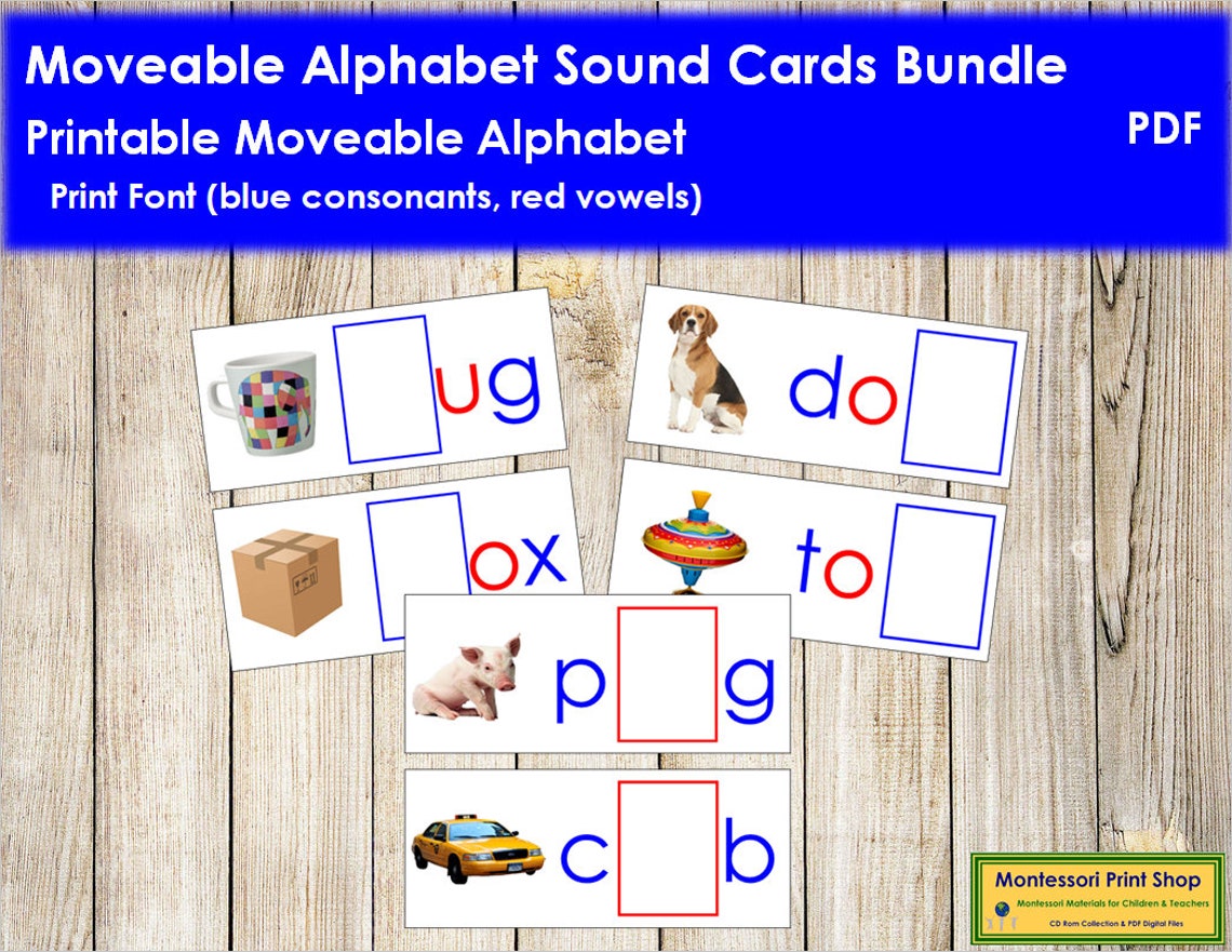 Montessori Moveable Alphabet Sound Cards Bundle Blue/red | Etsy