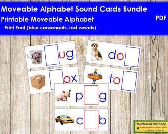 Montessori Moveable Alphabet Sound Cards Bundle Pink/blue | Etsy
