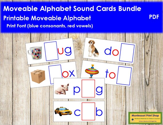 Montessori Moveable Alphabet Sound Cards Bundle Blue/red - Etsy