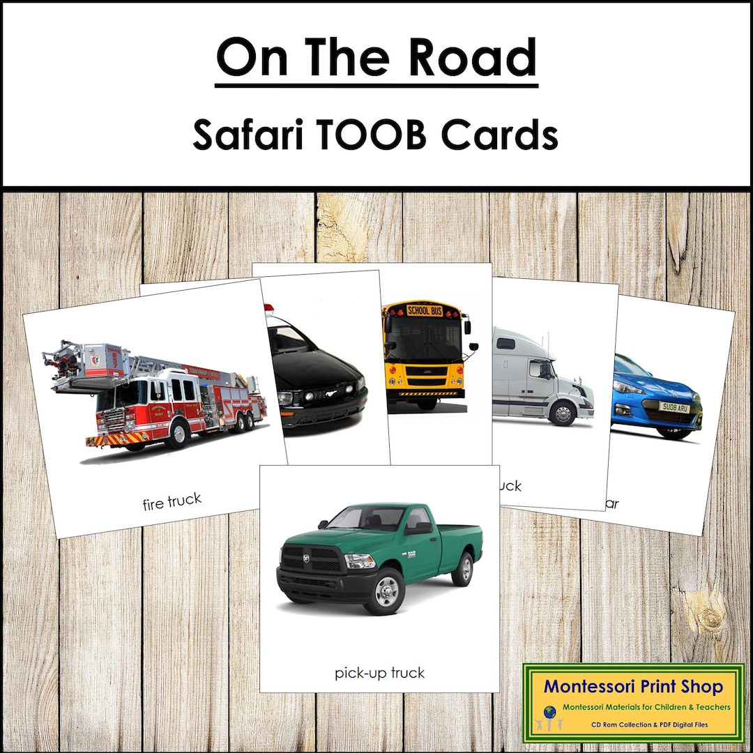 On the Road Safari TOOB Cards - Montessori 3-part Cards (digital ...