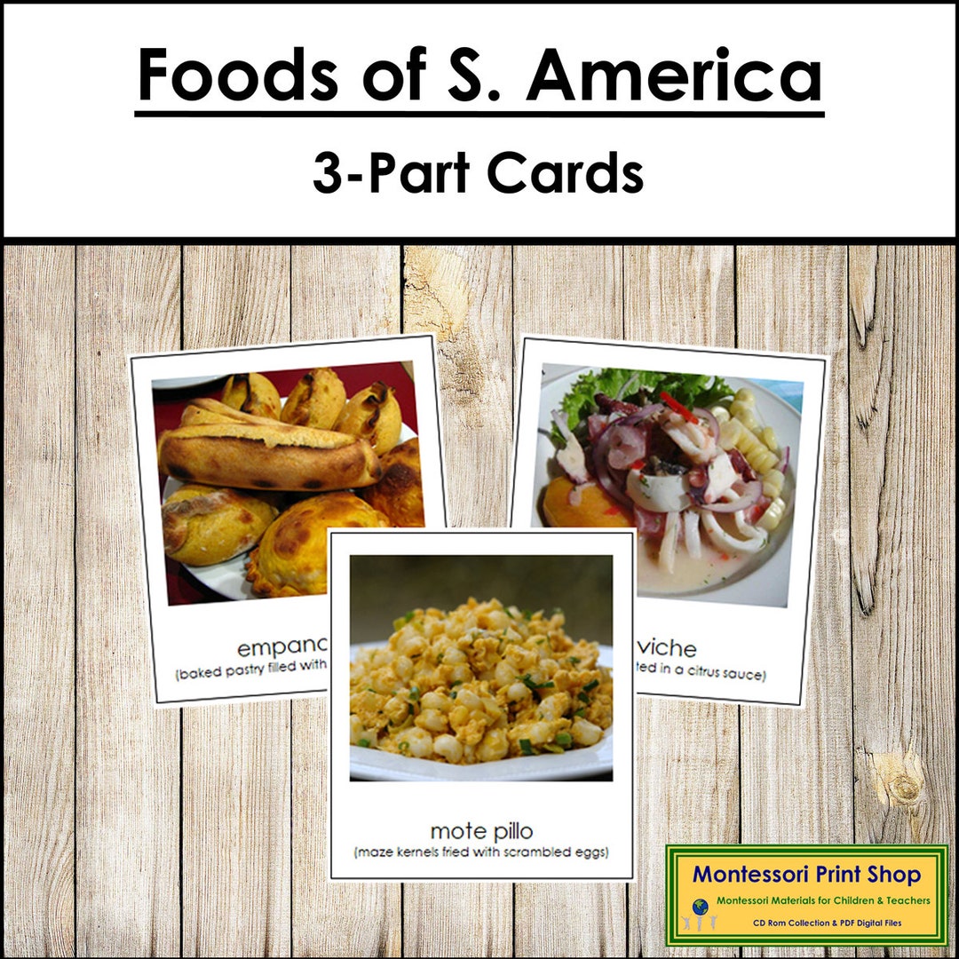 Montessori Foods of South America 3-part Cards - Geography Continent ...