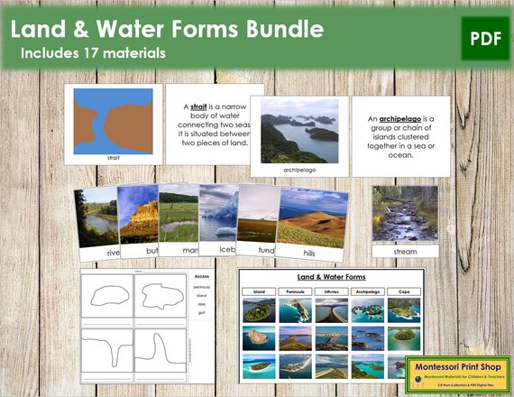 Land and Water Forms Bundle Geography Printable Montessori | Etsy