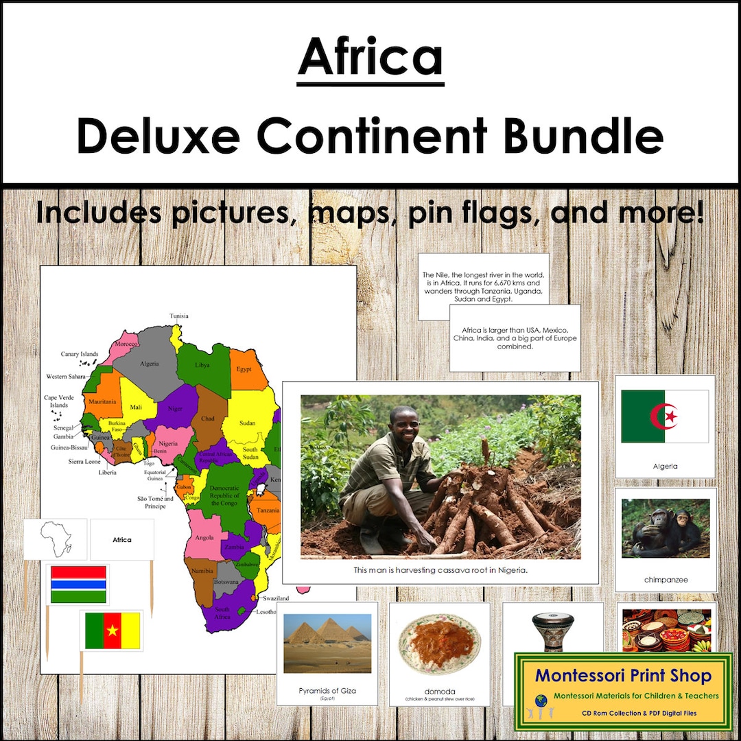 Africa Deluxe Continent Bundle - Geography - Printable Montessori Cards ...