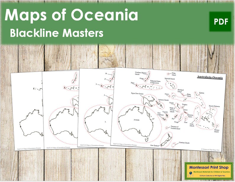 Oceania Map & Masters Montessori Geography Printable - Etsy