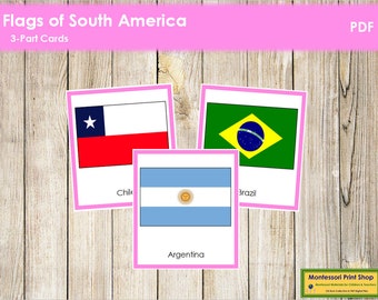 Flags of Oceania color-coded Montessori Continent Cards | Etsy