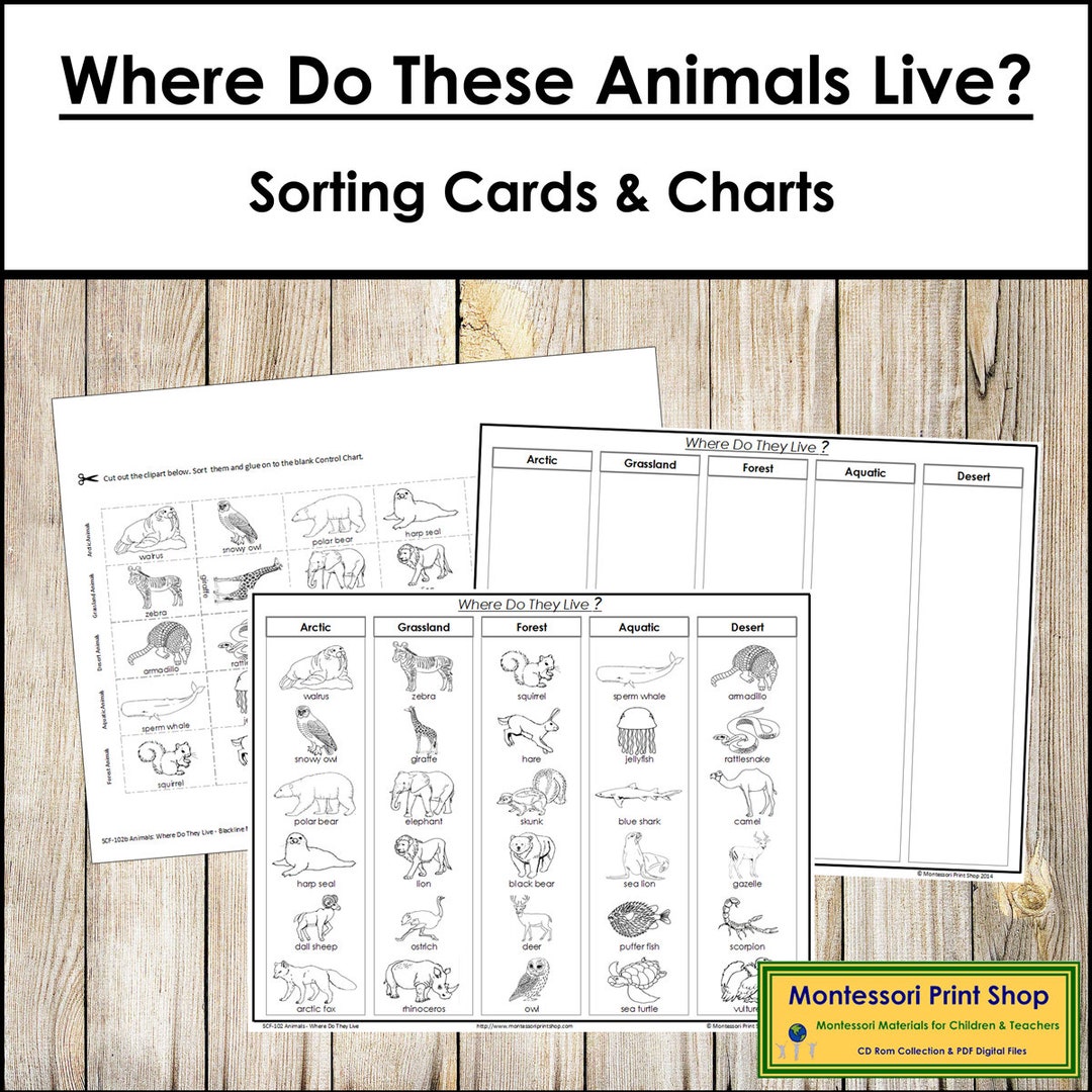 Animals: Where Do They Live? Blackline Masters - Zoology - Printable ...