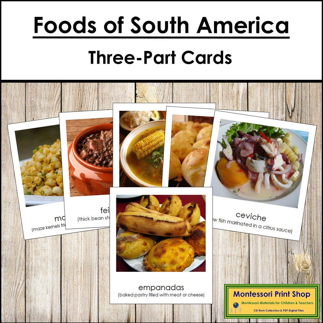 Montessori Foods of South America 3-part Cards - Geography Continent ...
