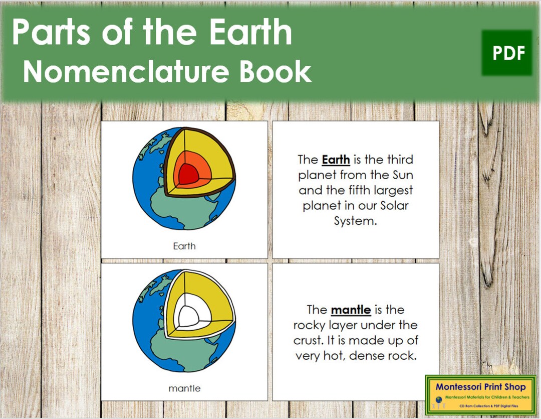 Parts of the Earth Book Printable Montessori Nomenclature - Etsy