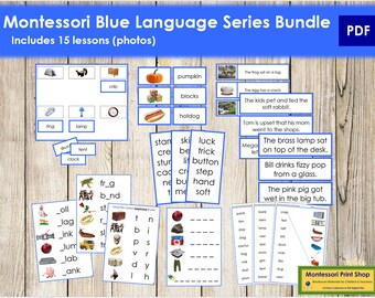 Montessori Blue Phonetic Language Series Bundle CURSIVE | Etsy