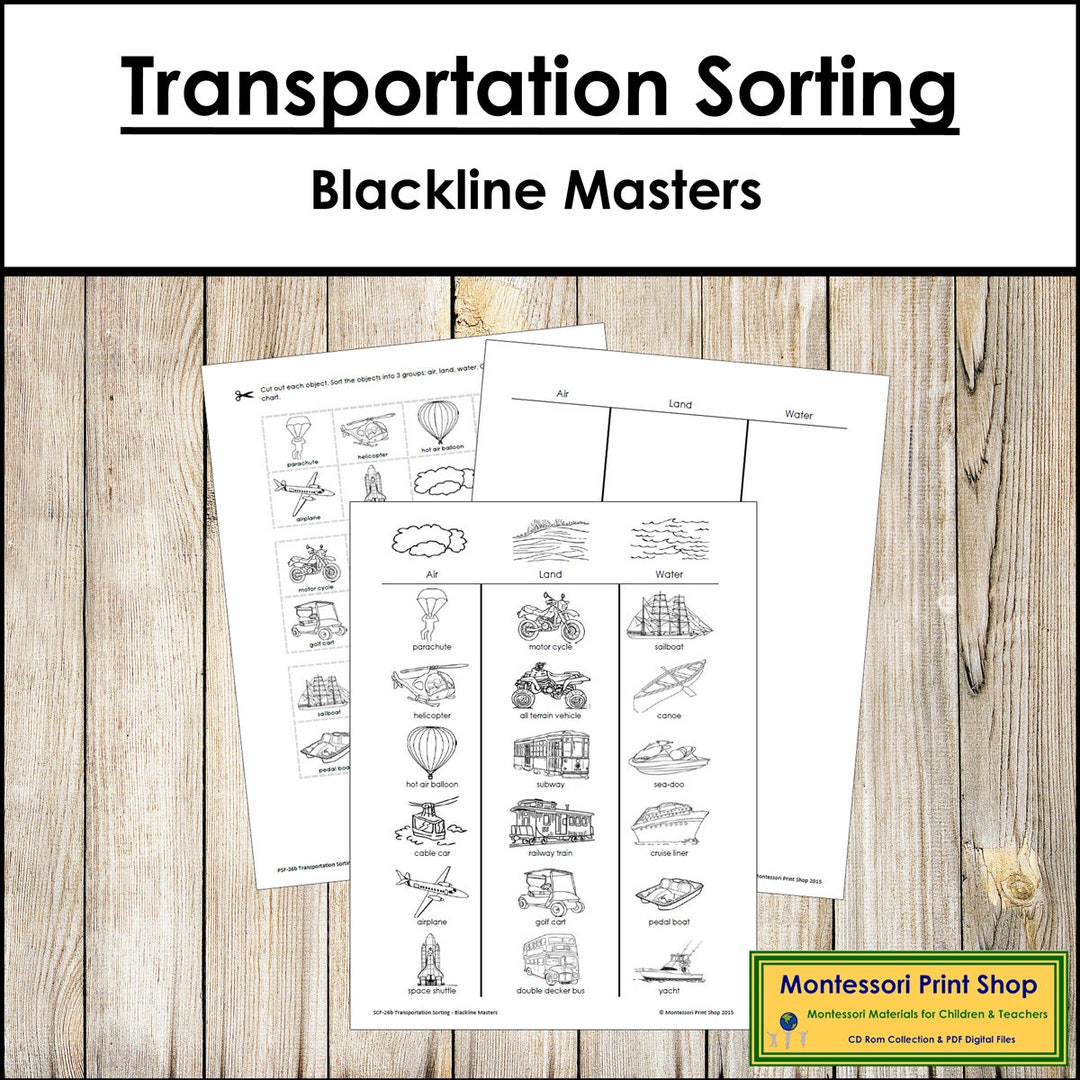 Transportation Sorting Cut & Paste [blackline Masters] - Montessori ...