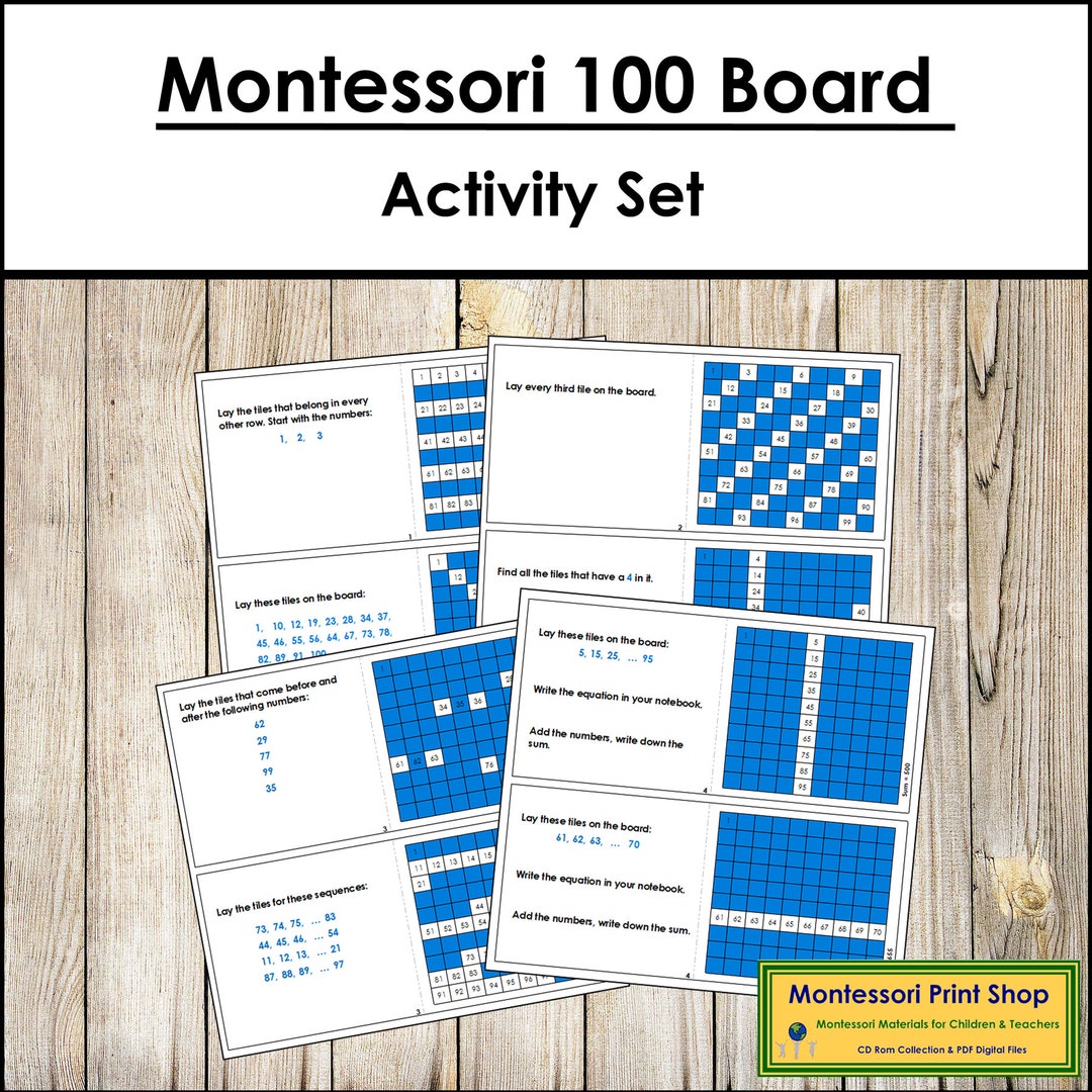 Montessori Hundred Board Activity Set - Skip Counting - Number Patterns ...