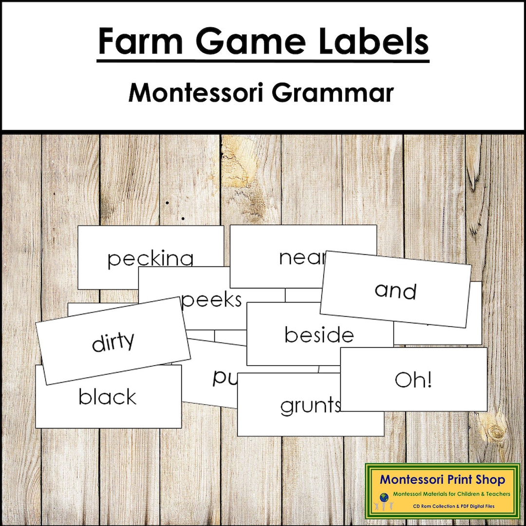 Montessori Farm Game Labels - Montessori Language & Grammar - Printable ...