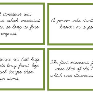 Dinosaur Fun Facts (cursive) - Montessori Science & Zoology - Printable ...