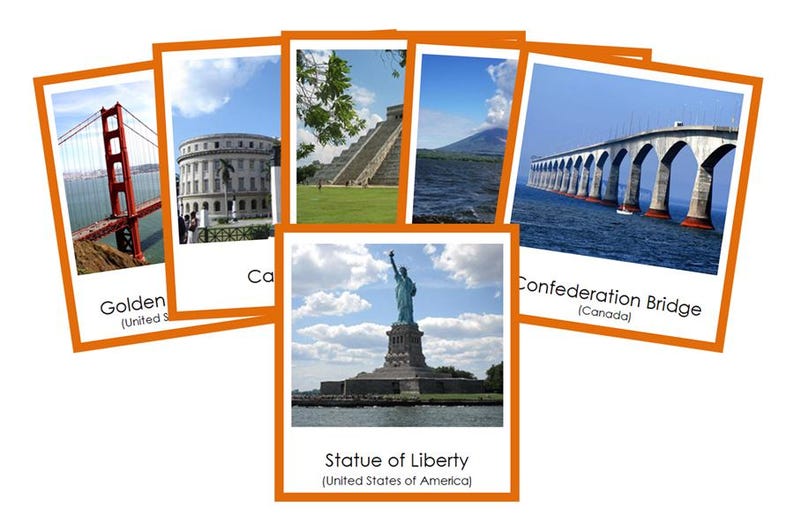 Landmarks of the World 3-part Cards Bundle [montessori Color-code ...