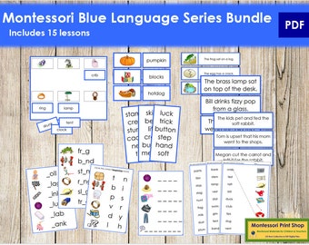 Montessori Blue Phonetic Language Series Bundle CURSIVE | Etsy