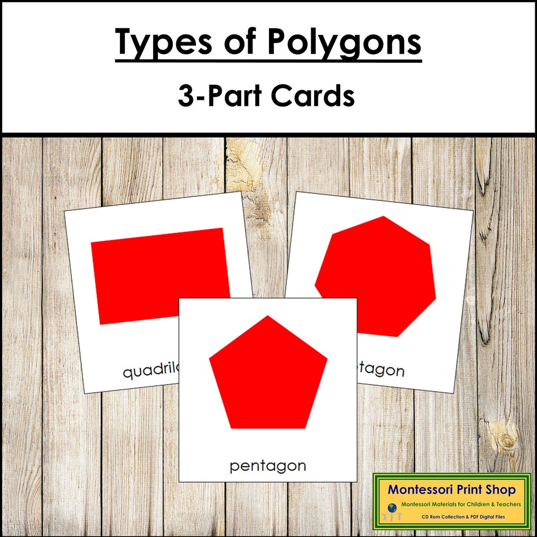 Types of Polygons Nomenclature 3-part Cards - Geometry - Printable ...