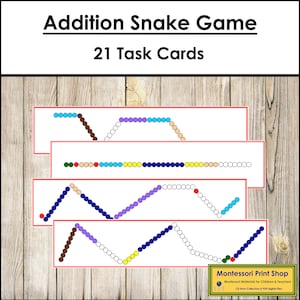 Addition Snake Game Task Cards color-coded Primary Math Printable ...