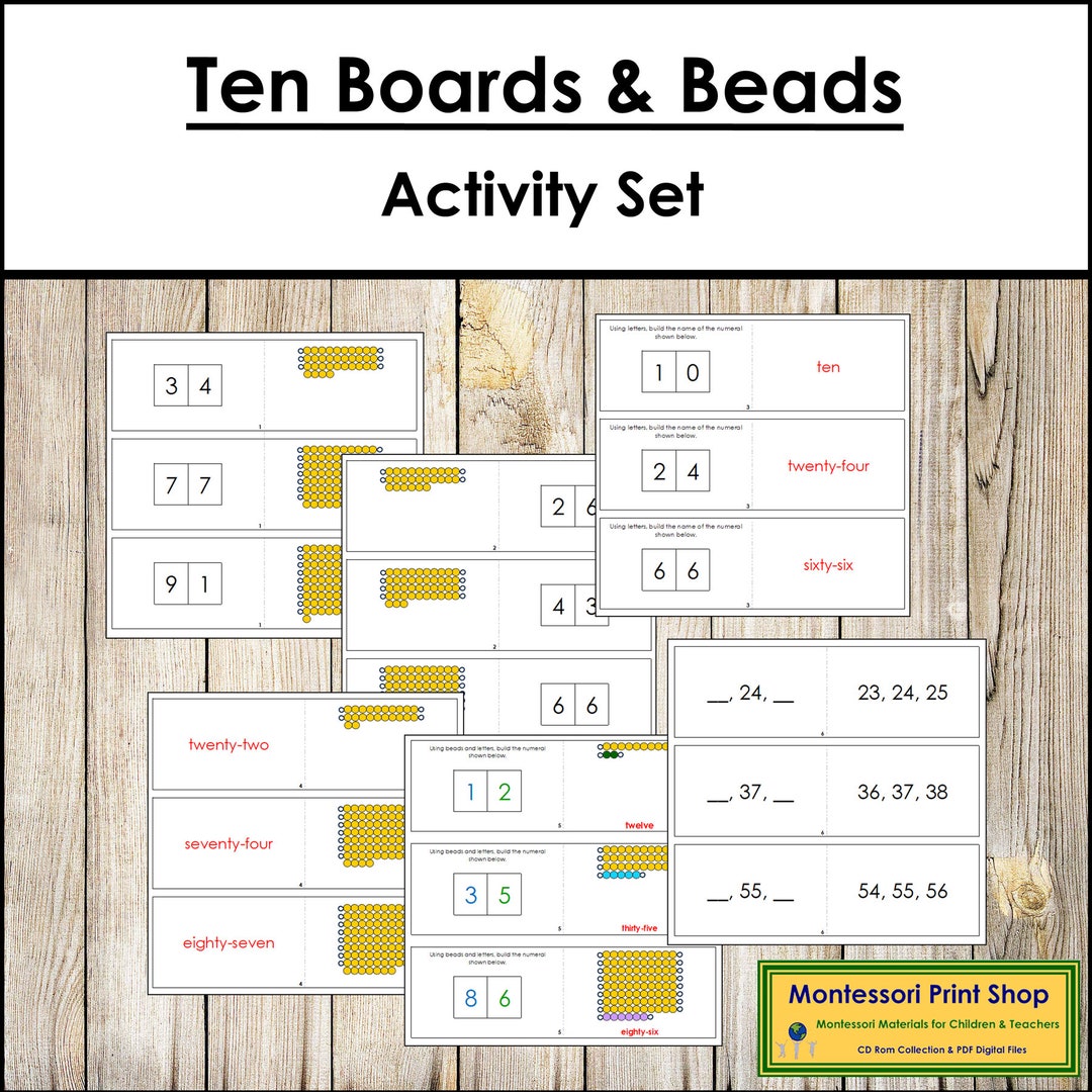 Montessori Ten Boards & Beads Activity Set - Primary Math (digital ...