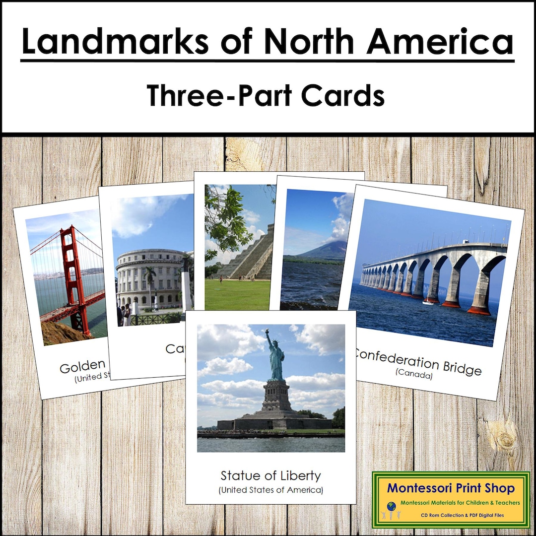 Montessori Landmarks of North America 3-part Cards - Geography ...