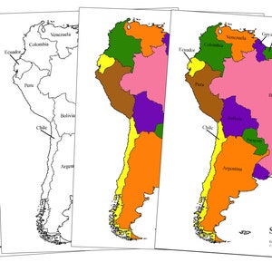 Montessori Maps of South America [color & Backline Masters] - Geography ...