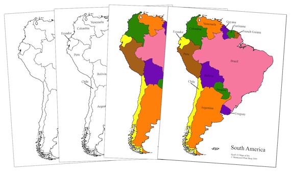 Black And White Blank Map South America