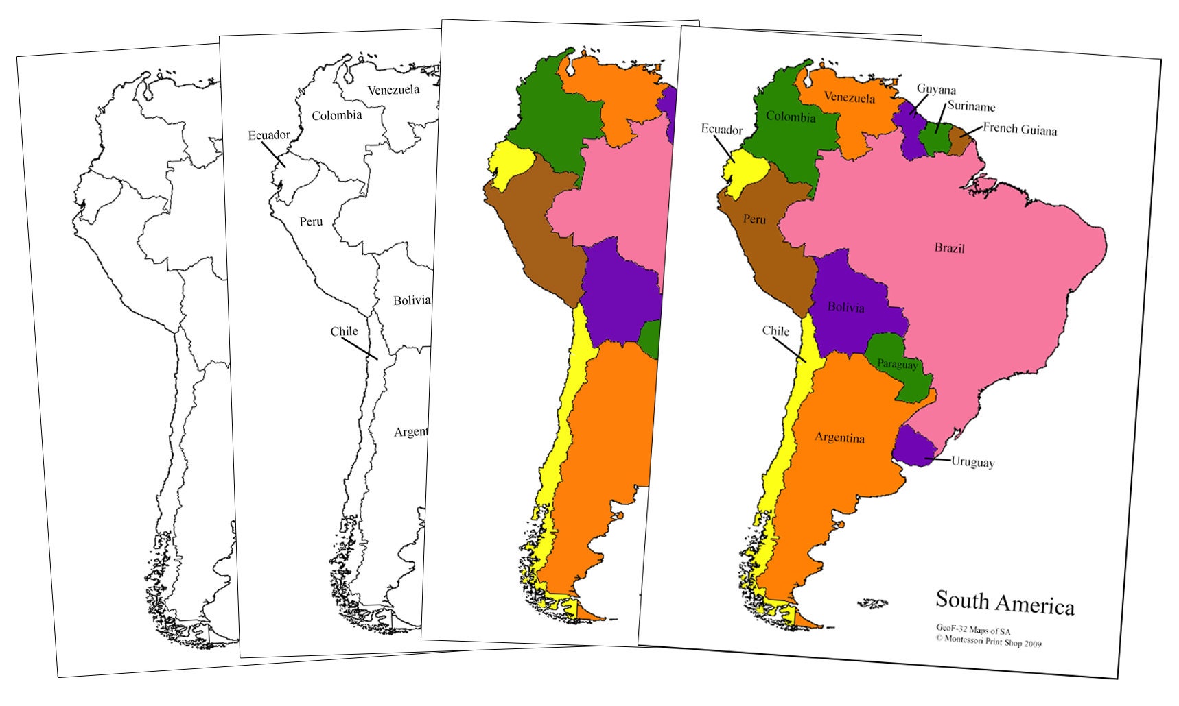 Montessori Maps of South America [color & Backline Masters] - Geography ...
