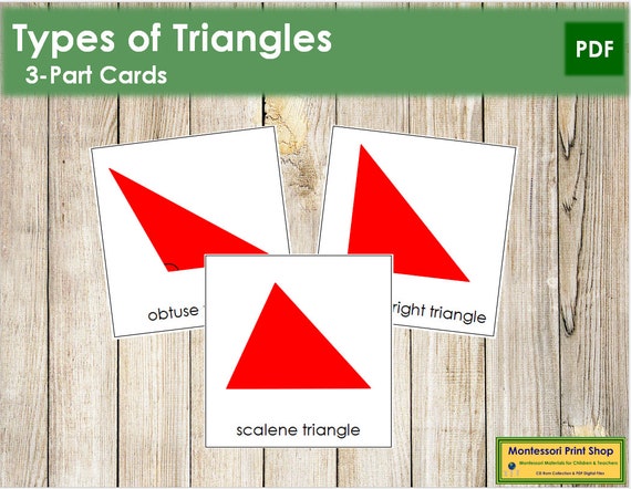 Types of Triangles Nomenclature 3-part Cards Geometry - Etsy