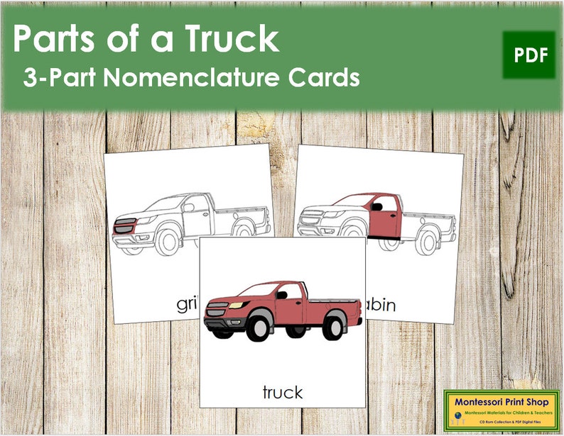 Parts of a Truck Nomenclature 3-part Cards Montessori - Etsy