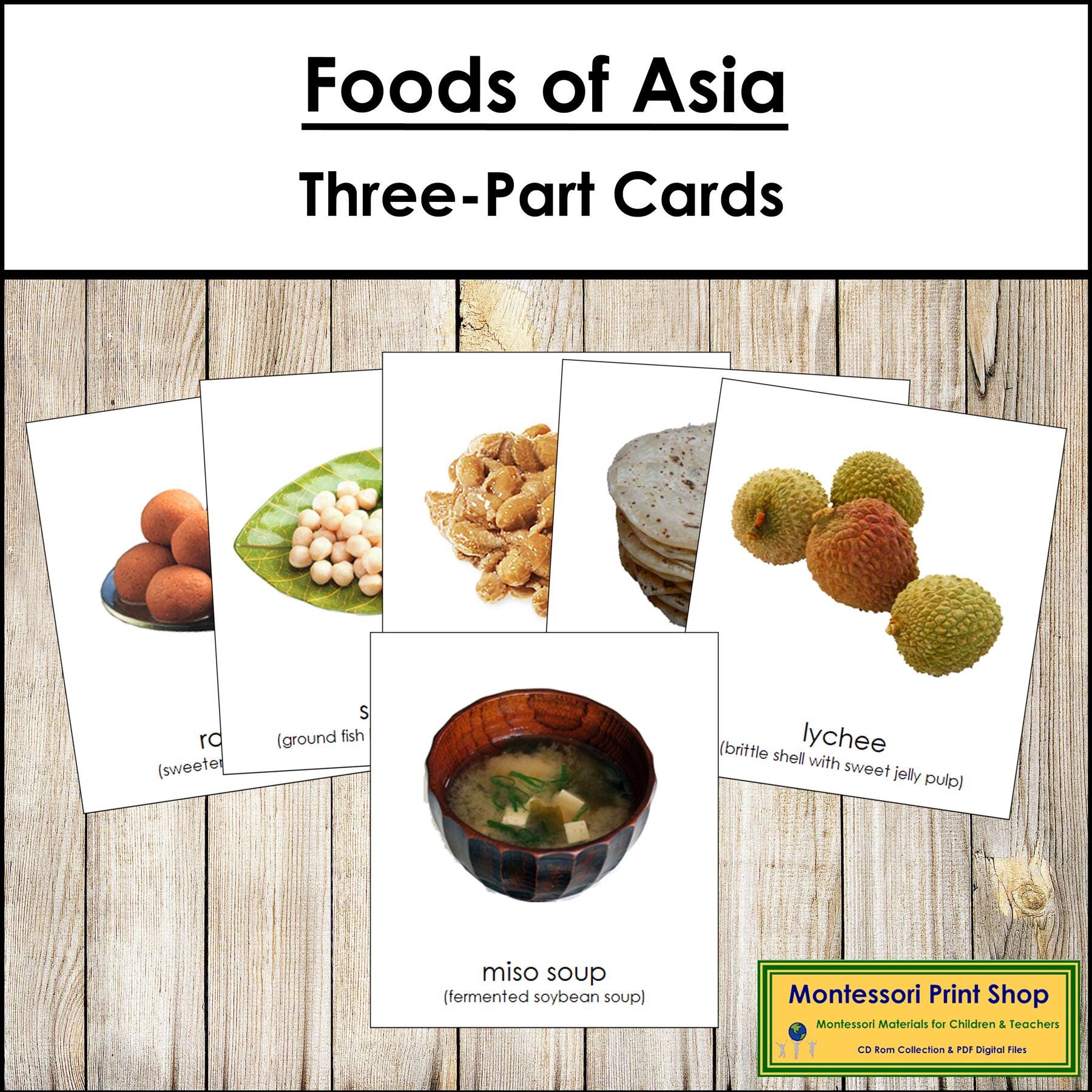Montessori Foods of Asia 3-part Cards - Geography Continent Cards ...