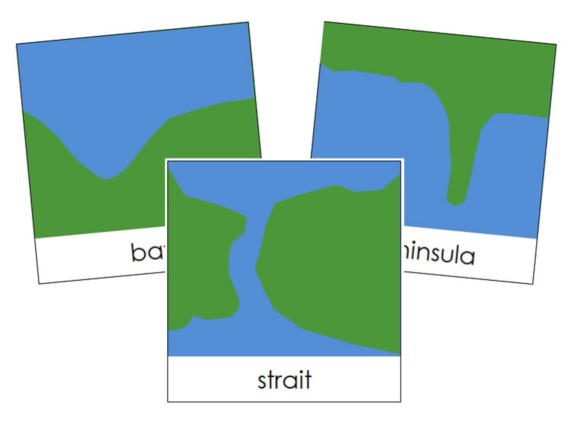 Simple Land & Water Form Cards b/g Montessori Geography | Etsy
