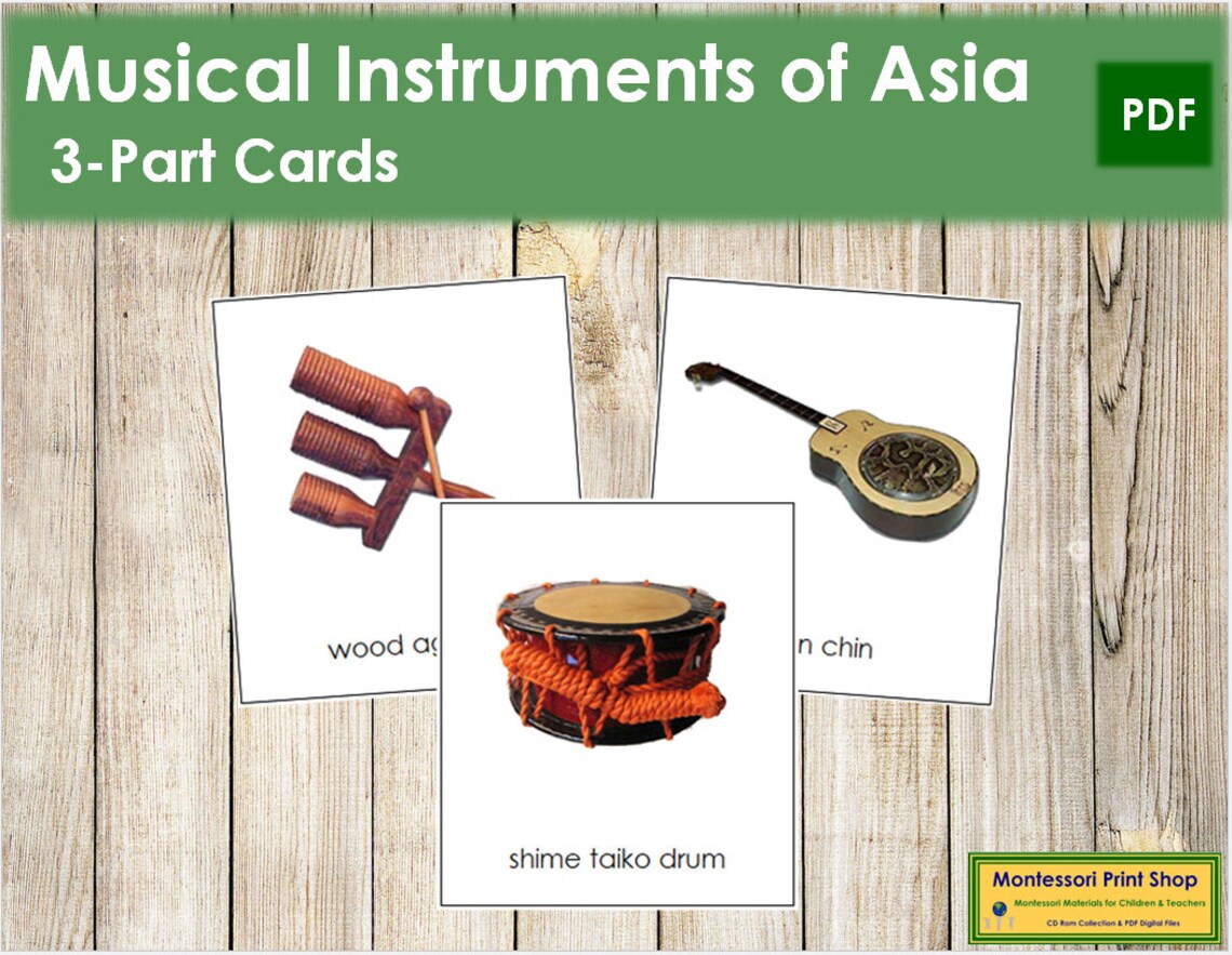 Musical Instruments of Asia Montessori Continent Cards - Etsy