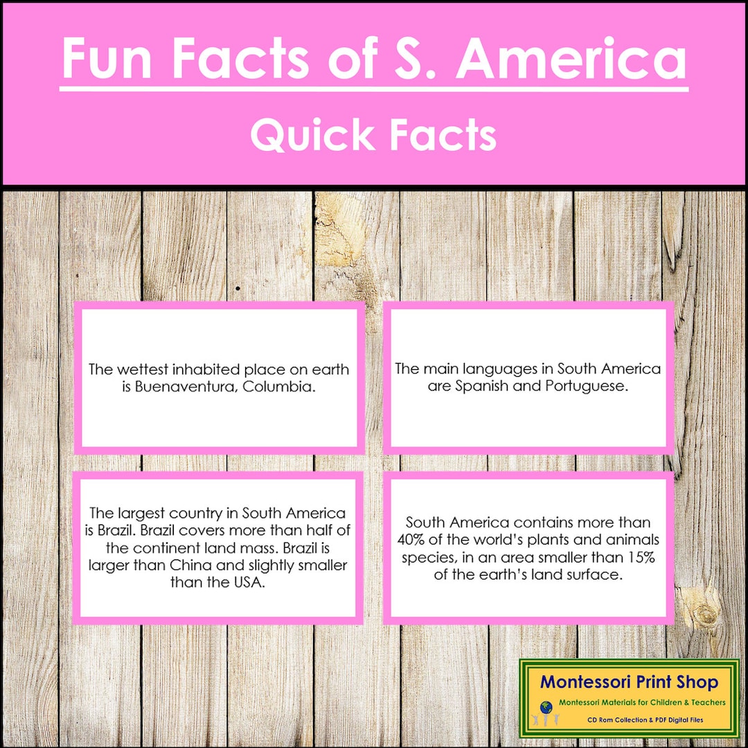 Montessori Fun Facts of South America [color-coded] - Geography ...