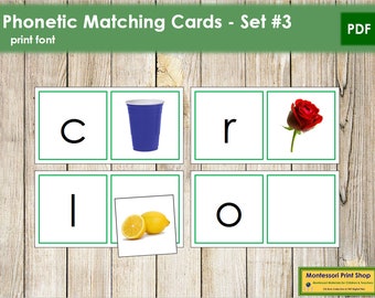 Phonetic Matching Cards Set 1 Montessori Language | Etsy
