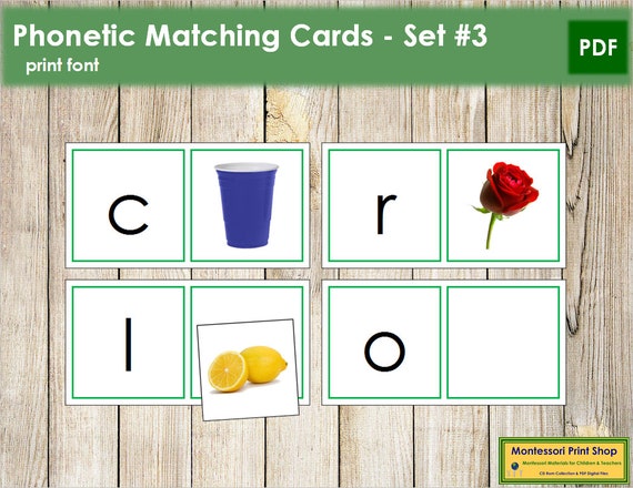 Phonetic Matching Cards Set 3 Montessori Language | Etsy
