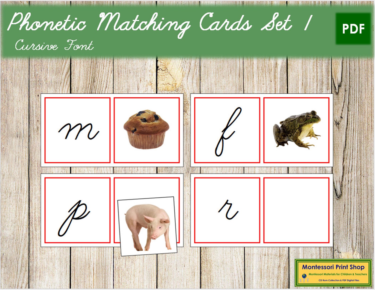 Phonetic Matching Cards Set 1 CURSIVE Montessori Language - Etsy