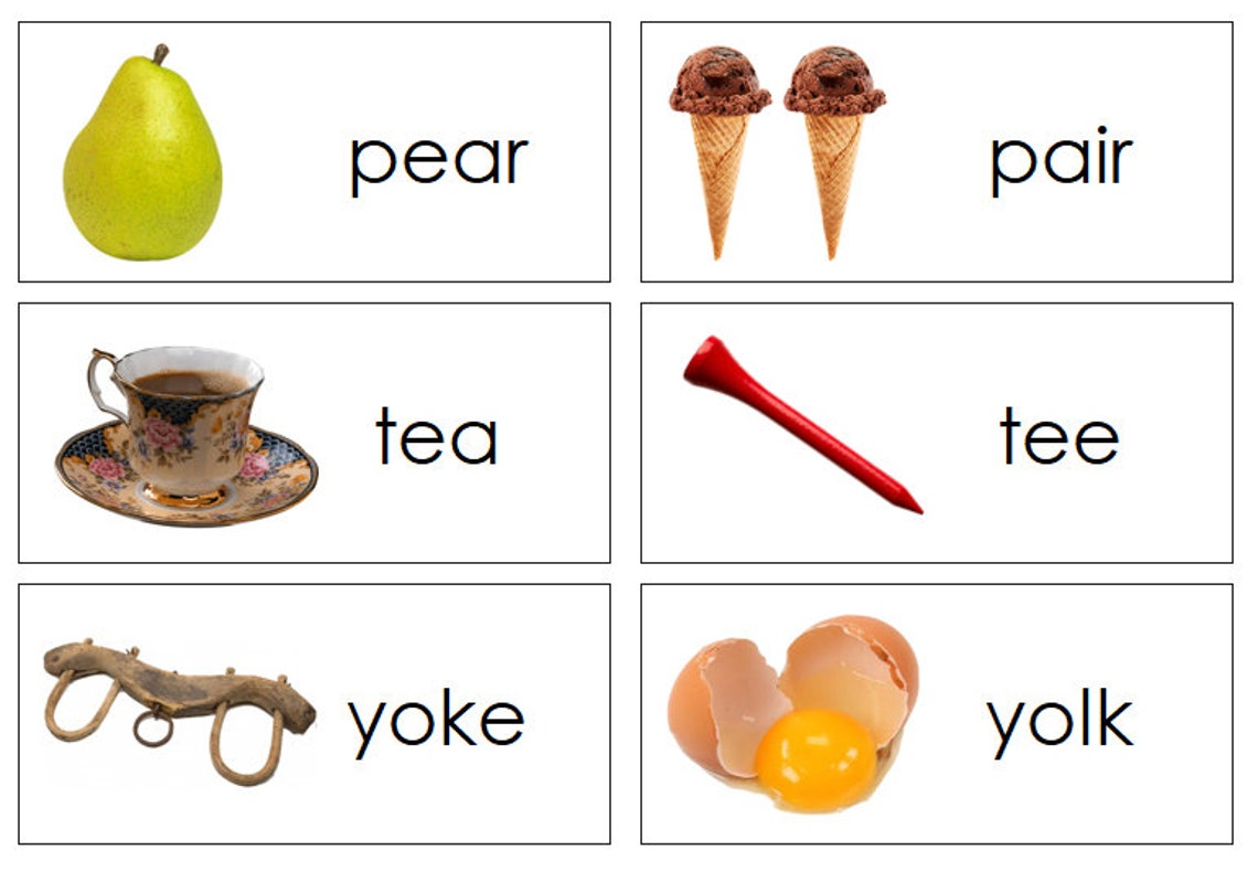 Homonym Words & Picture Cards Montessori Grammar Printable - Etsy