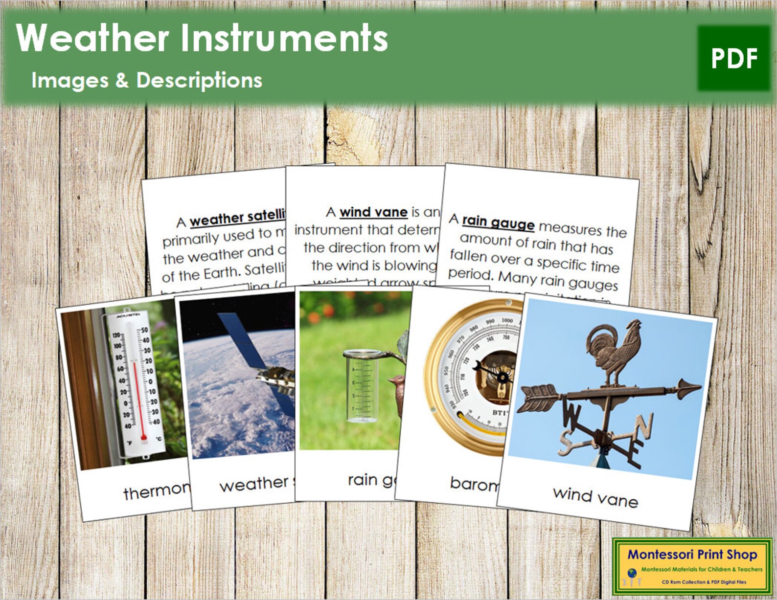 Types of Weather Instruments Science Printable Montessori | Etsy