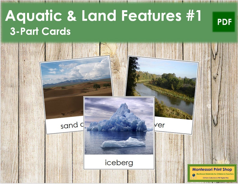 Aquatic & Land Features 3-part Cards Set 1 Geography - Etsy