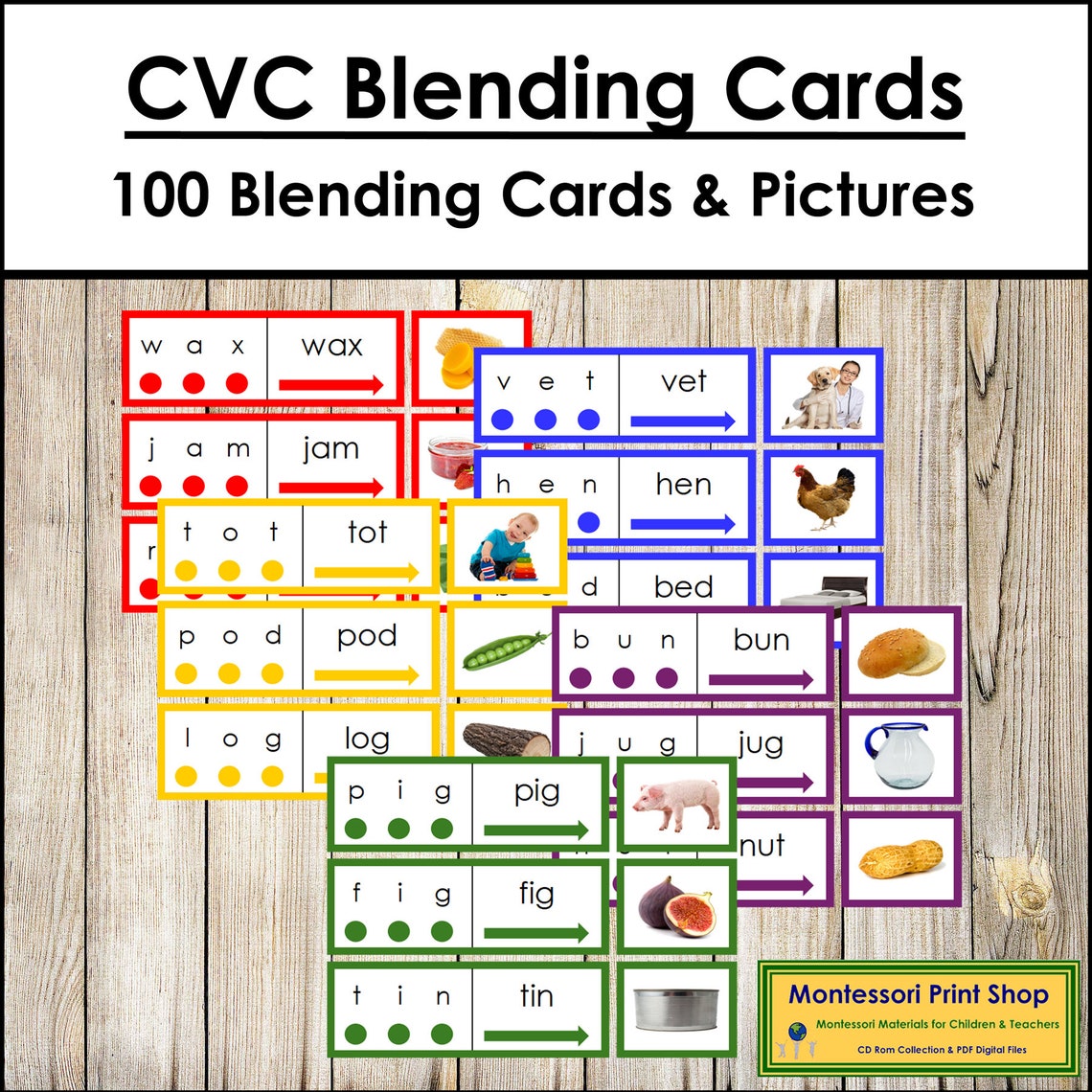 CVC Blending Cards - Montessori Language - Printable Montessori ...