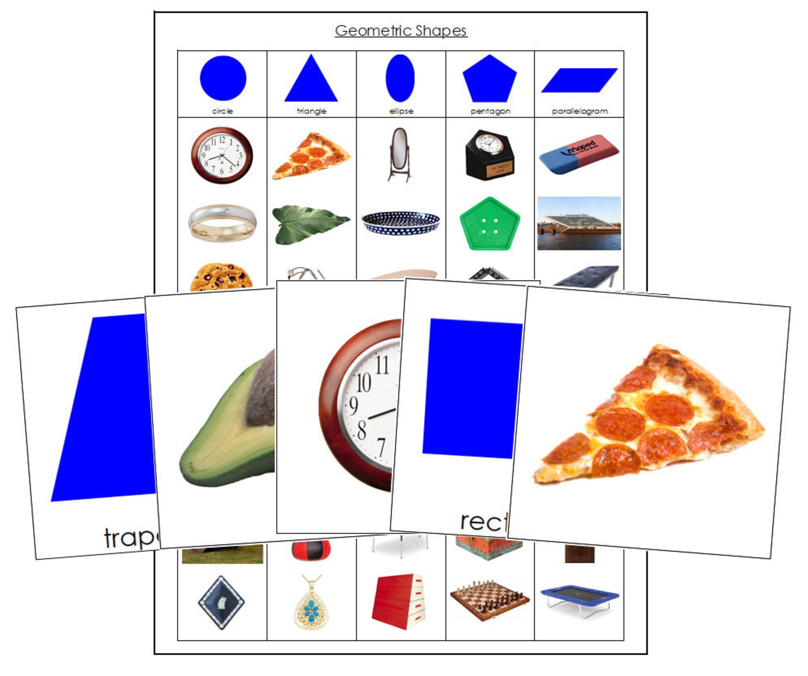 Geometric Shapes Sorting Cards & Chart Primary Geometry - Etsy Canada