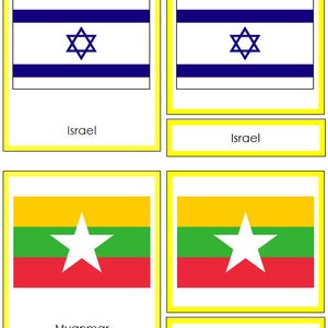 Flags of Asia (color-coded) - Montessori Continent Cards - Geography ...
