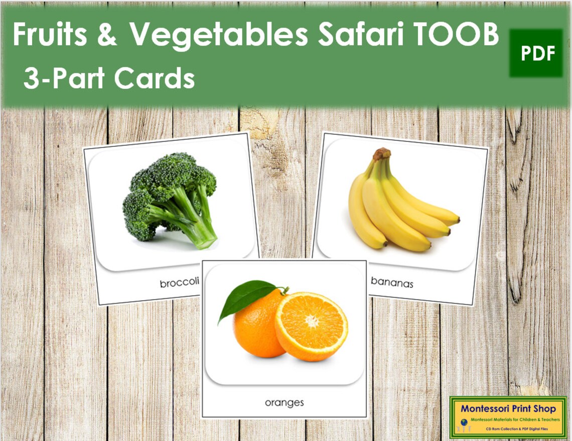 Fruits & Vegetables Safari TOOB Cards Printable Montessori - Etsy Canada