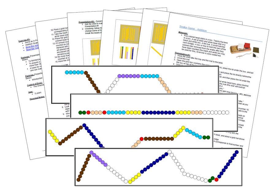 Montessori Addition Snake Game Task Cards & Instructions - Primary Math ...